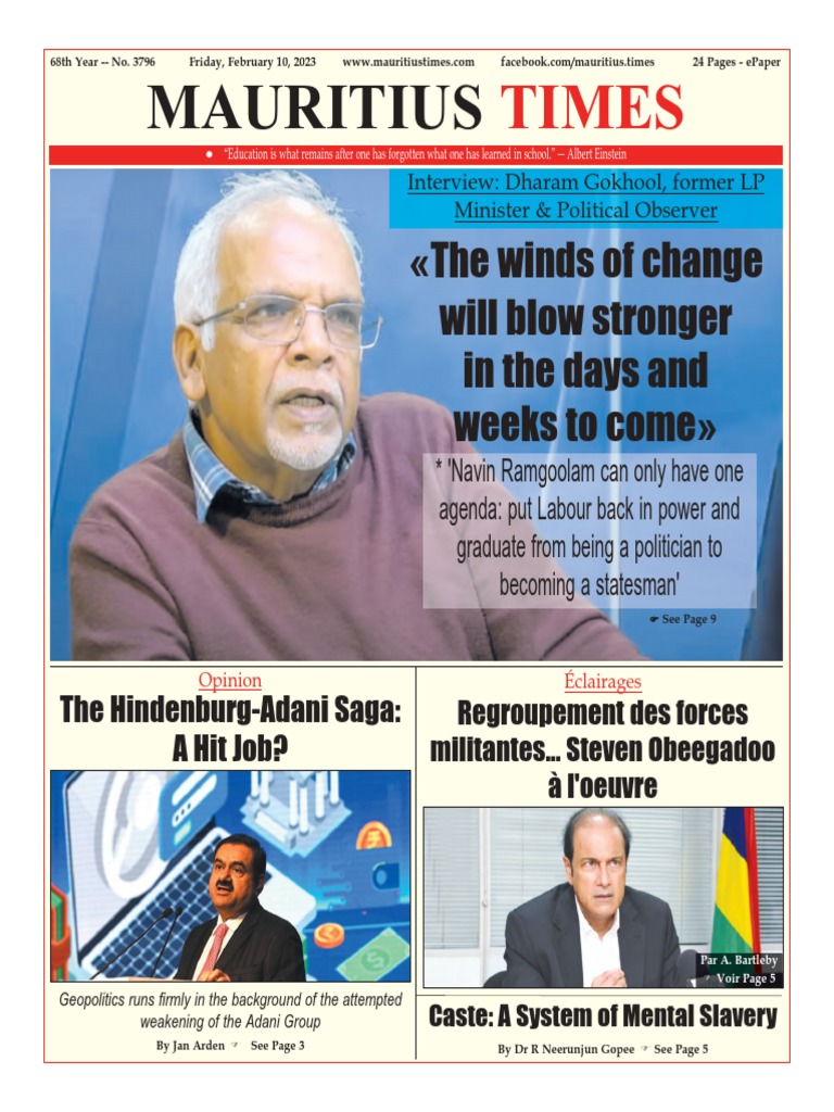 Mauritius Times EPaper Friday 10 February 2023 | PDF | Caste | Short ...