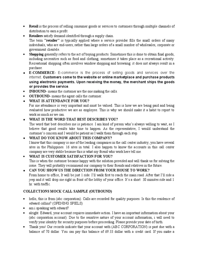 Interview Guide | PDF | Retail | E Commerce