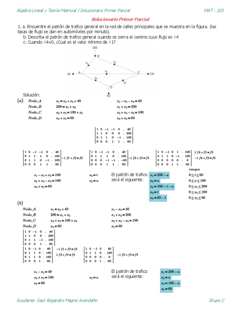 Solucionario Primer Parcial MAT-103 GC 2-2022 | PDF | Álgebra | Matemáticas
