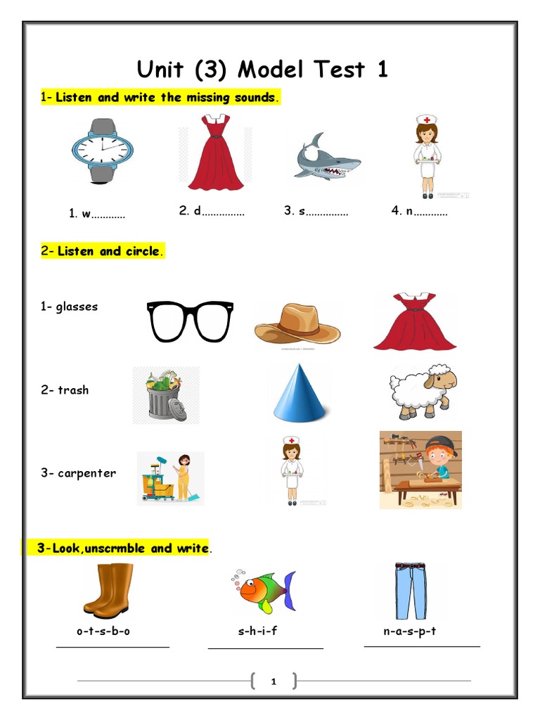 Unit 3 Model Test: Unscramble & Listen | PDF