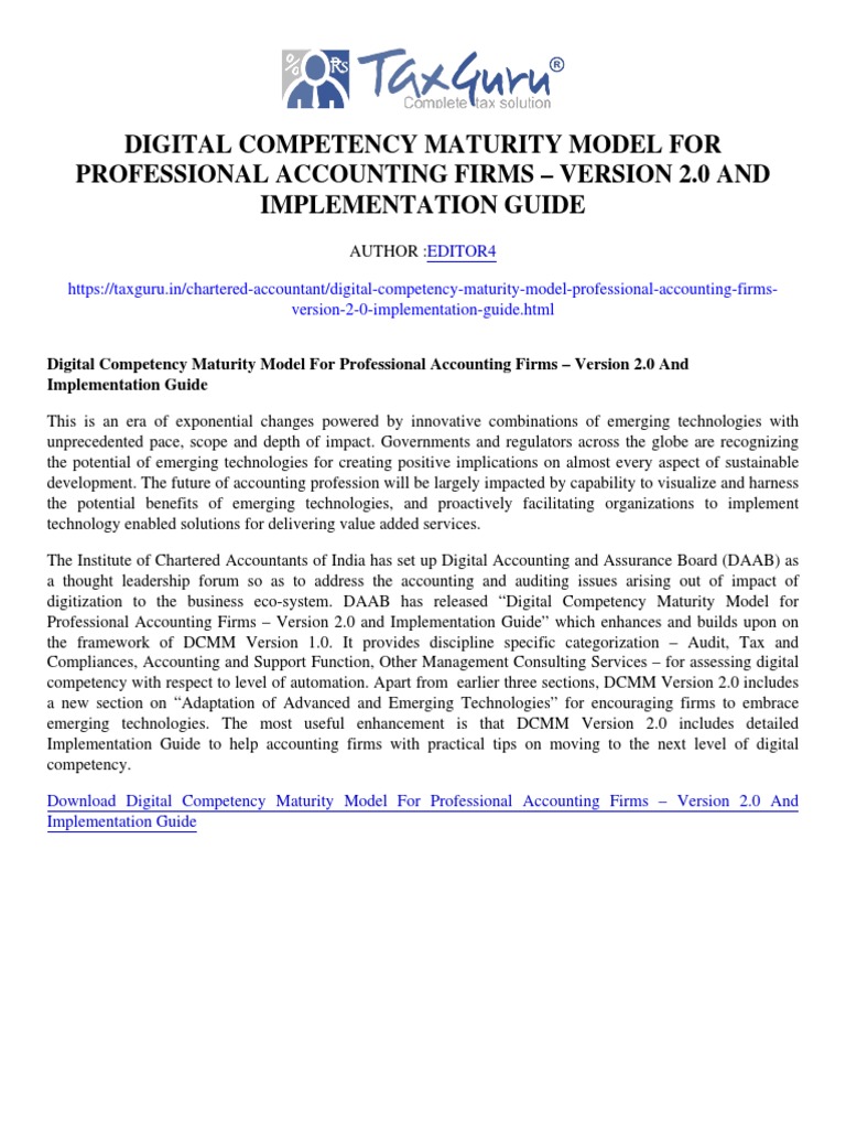 Digital Competency Maturity Model For Professional Accounting Firms ...