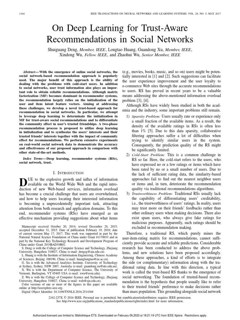On Deep Learning For Trust-Aware Recommendations in Social Networks ... On Deep Learning For Trust-Aware Recommendations in Social Networks ...