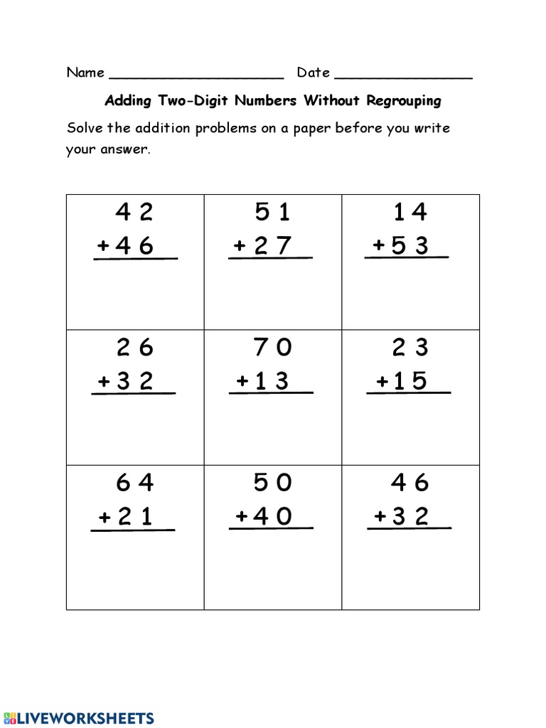 Addition 2 Digit No Regrouping | PDF | Teaching Methods & Materials
