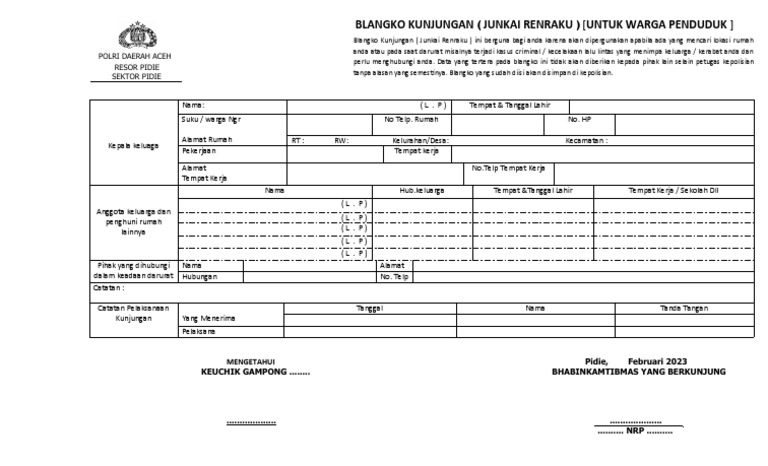 Blangko Kunjungan Bhabinkamtibmas | PDF