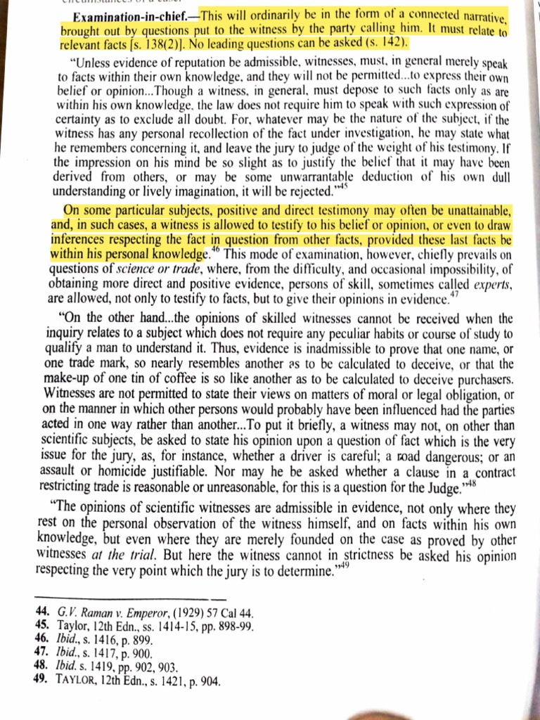 Examination-in-Chief: Key Steps in Witness Testimony | PDF | Testimony ...