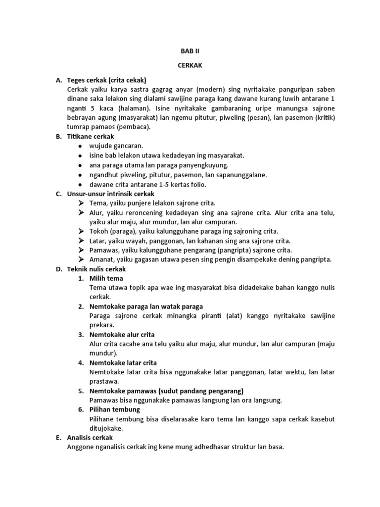 Struktur dan Unsur Cerkak | PDF
