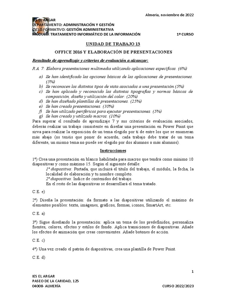 Trabajo Power Point Curso 22 - 23 | PDF | Microsoft PowerPoint ...
