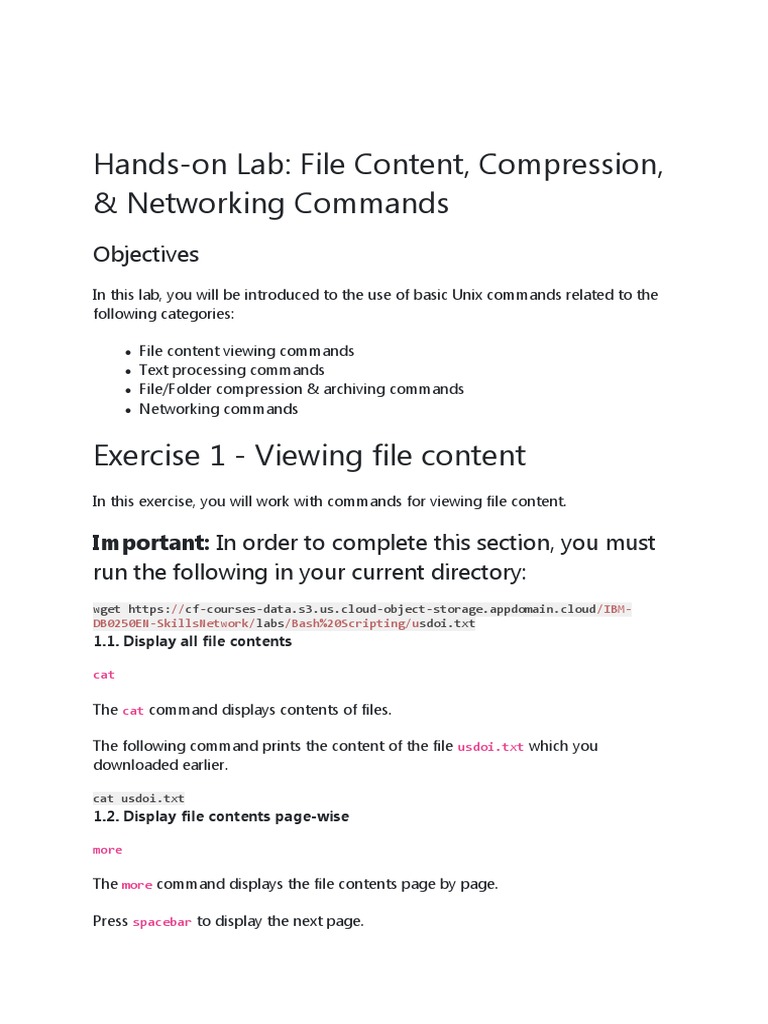 Lab 04 File Content Compression Networking Commands Pdf Zip File Format Computer File 8470