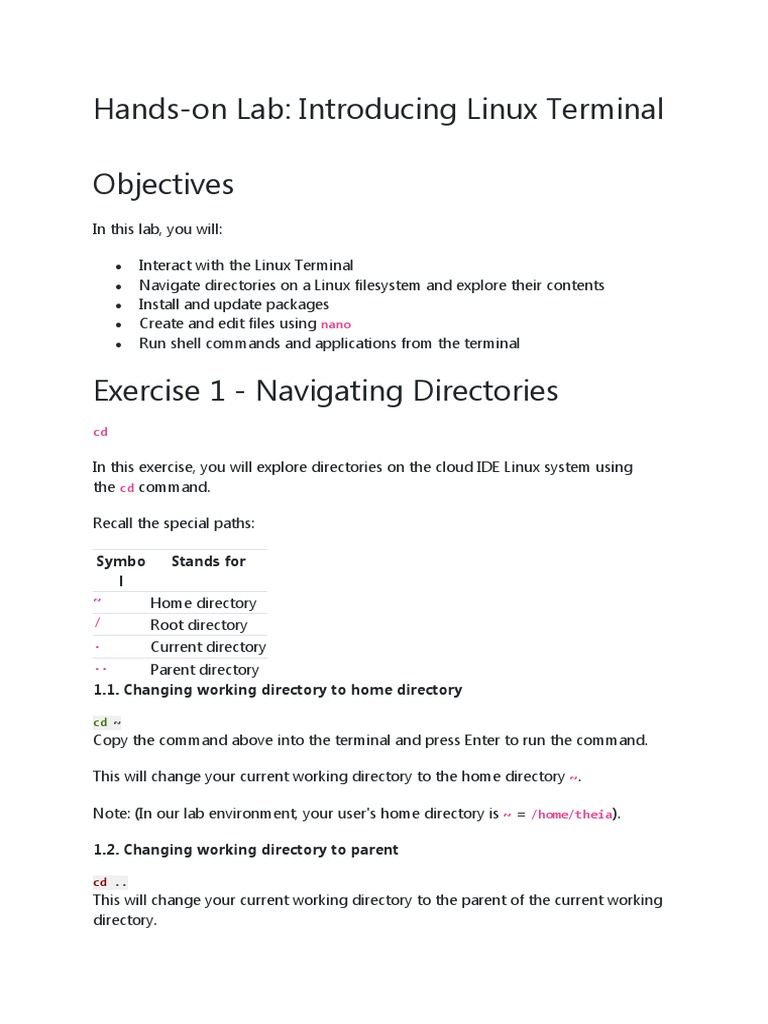 Hands On Lab Introducing Linux Terminal | PDF | Directory (Computing ...
