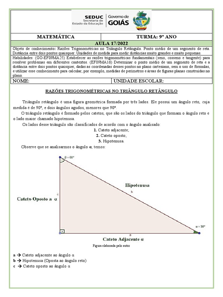 Razões Trigonométricas no Triângulo Retângulo | PDF | Trigonometria ...