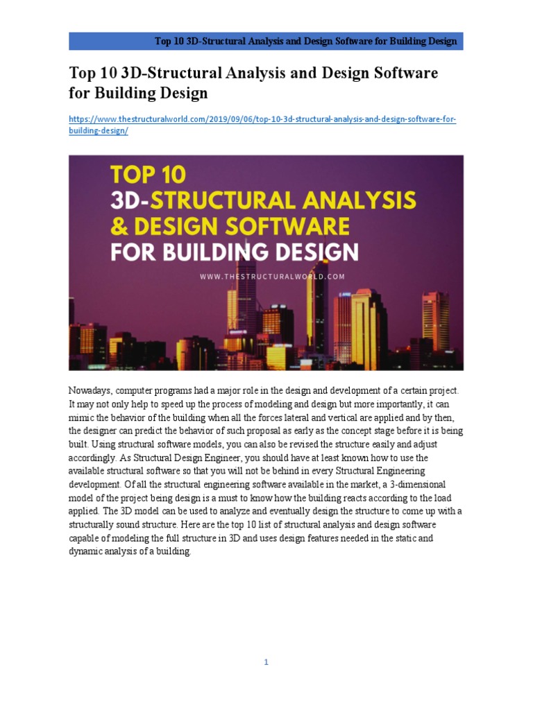 Top 10 3D Structural Analysis and Design Software For Building Design ...