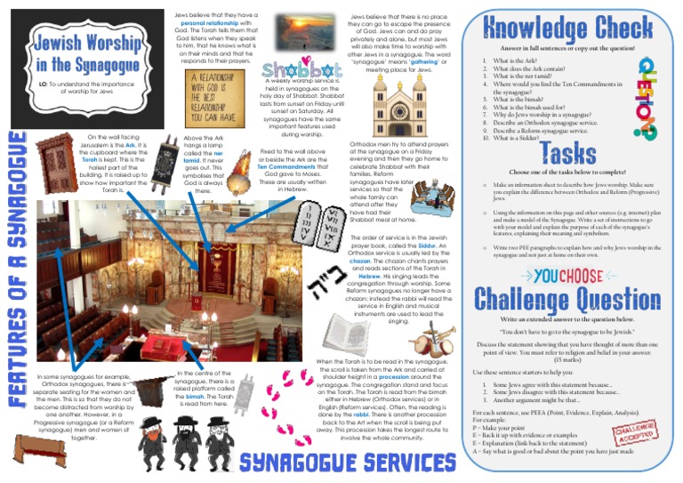 Jewish Worship in The Synagogue Task Mat | PDF | Synagogue | Jewish Prayer