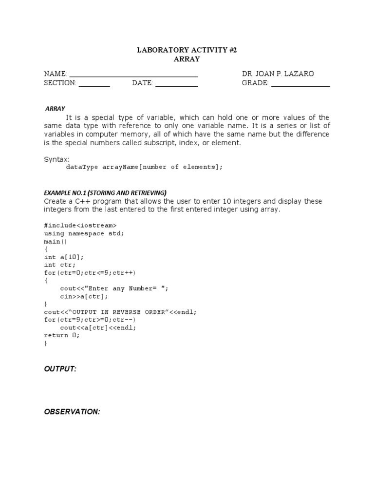 Lab Activity 2 | Descargar gratis PDF | Computer Program | Programming