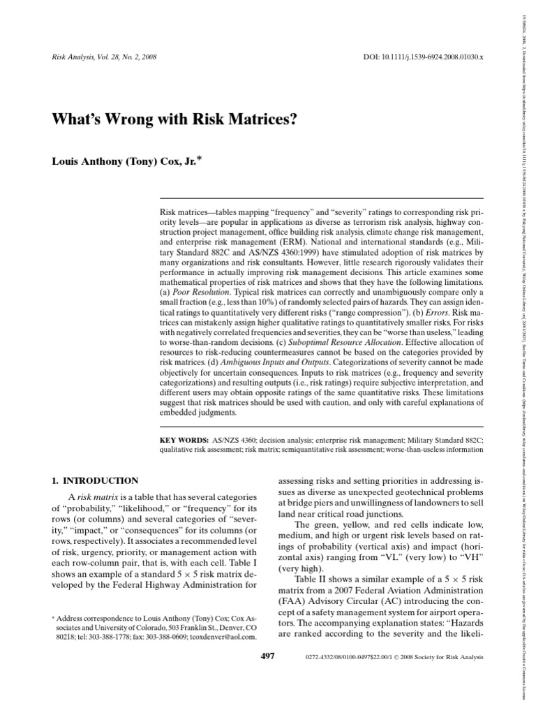 Limitations of Risk Matrices | PDF | Risk | Matrix (Mathematics)