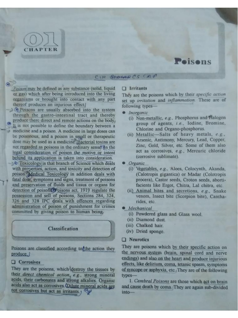 Toxicology - Classification of Poison | PDF