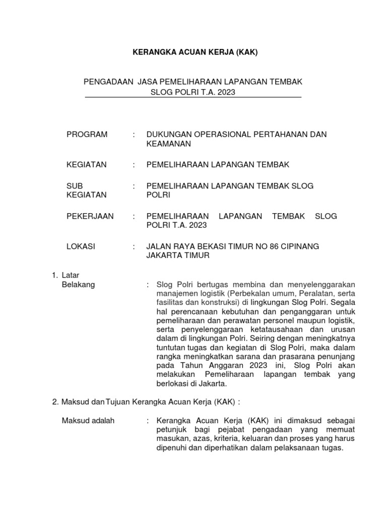 Pemeliharaan Lapangan Tembak POLRI | PDF