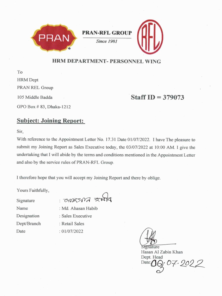 Joining Letter | PDF