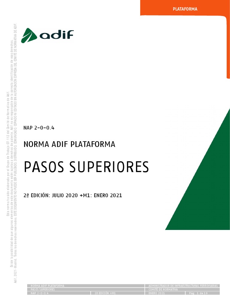 Norma ADIF NAP 2-0-0.4 Pasos Superiores | PDF | Calle | Peatonal