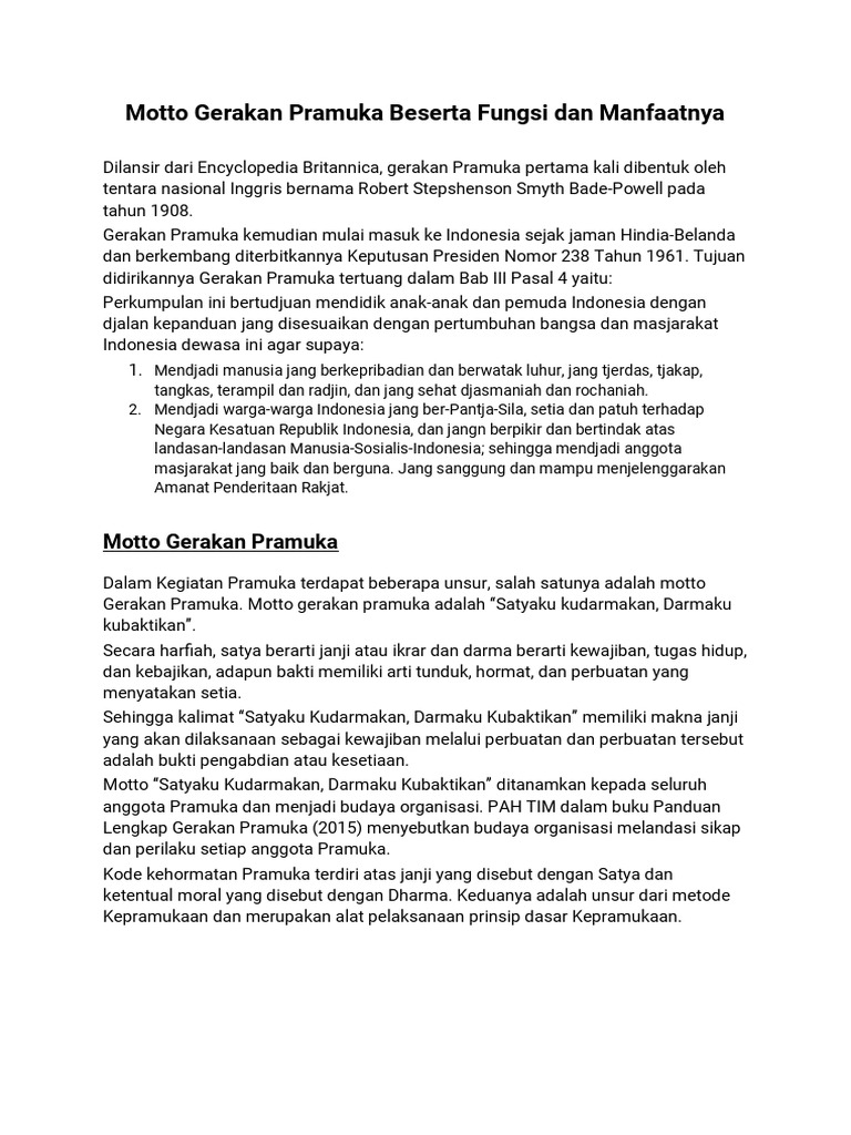 Moto Gerakan Pramuka | PDF | Perjalanan | Agama & Spiritualitas
