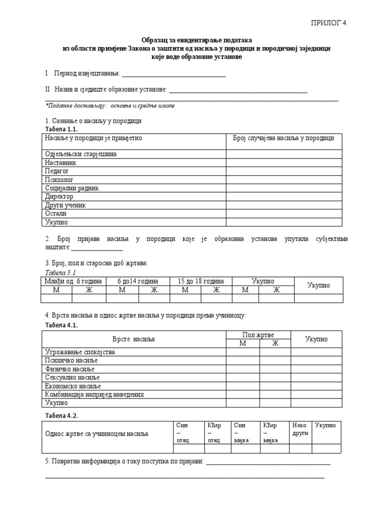 OBRAZAC Nasilje U Porodici | PDF