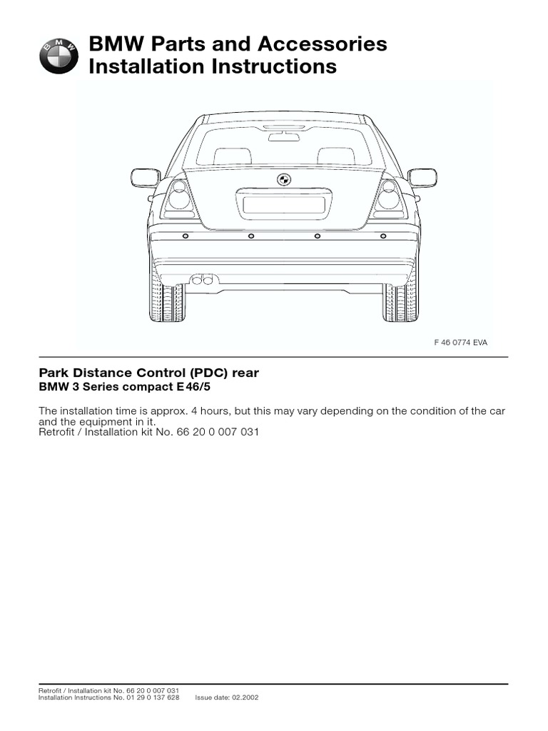 BMW Parts and Accessories Installation Instructions: Park Distance ...
