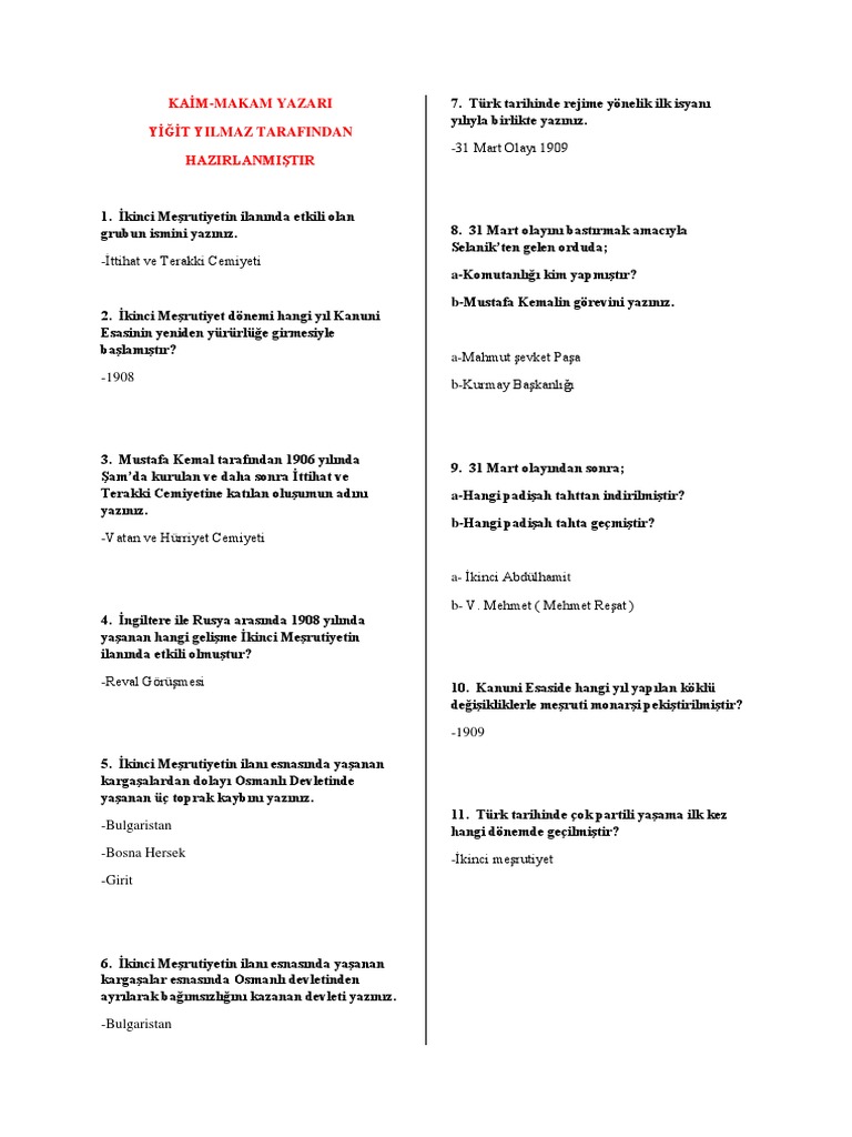 Tarih 500 Soru Cevap | PDF