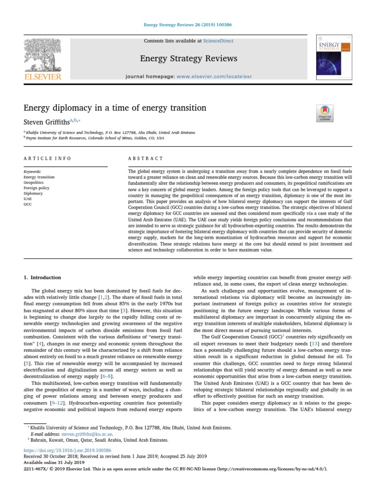 Energy Diplomacy in Times of Energy Transition | PDF | Low Carbon ...