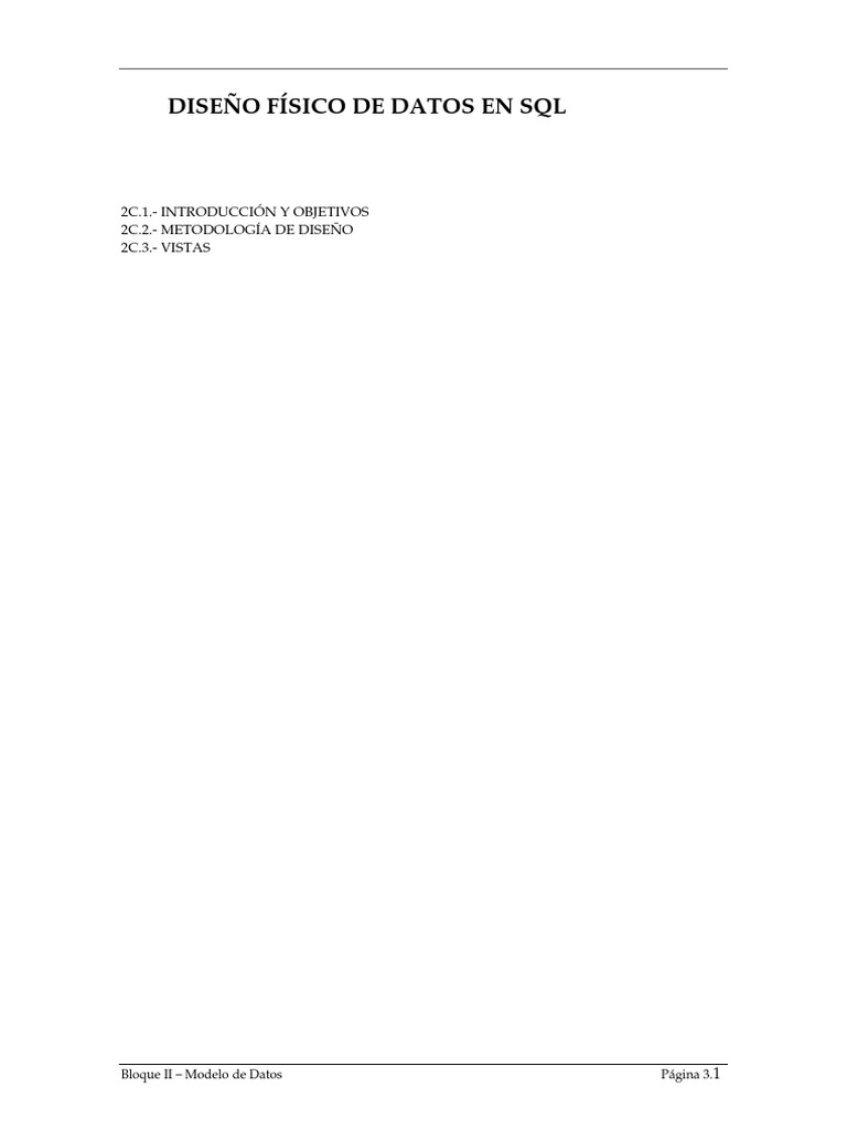 Diseño Físico de Datos en SQL | PDF | Bases de datos | SQL