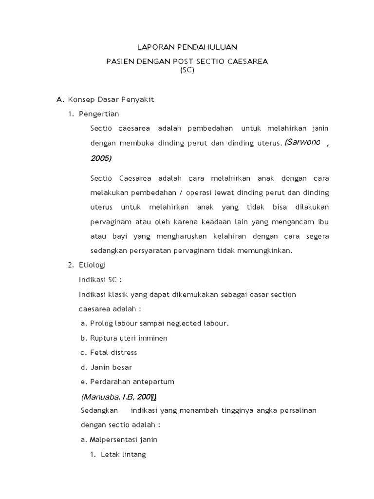 Laporan Pendahuluan Askep SC Baru | PDF