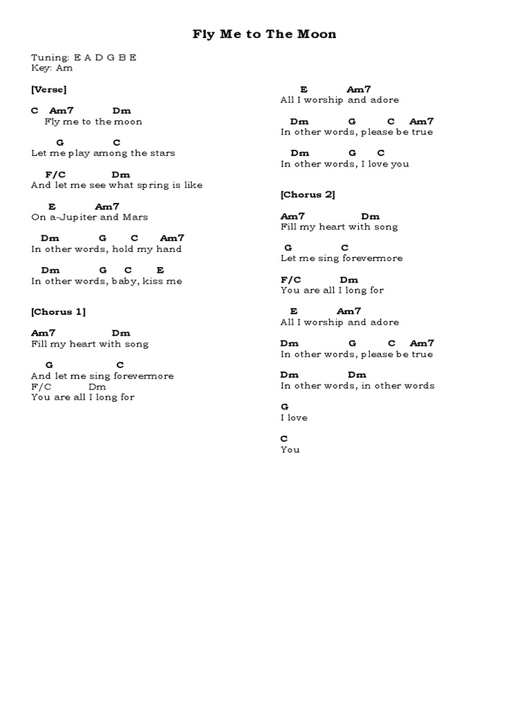 Fly Me To The Moon Chords by Frank Sinatra | PDF