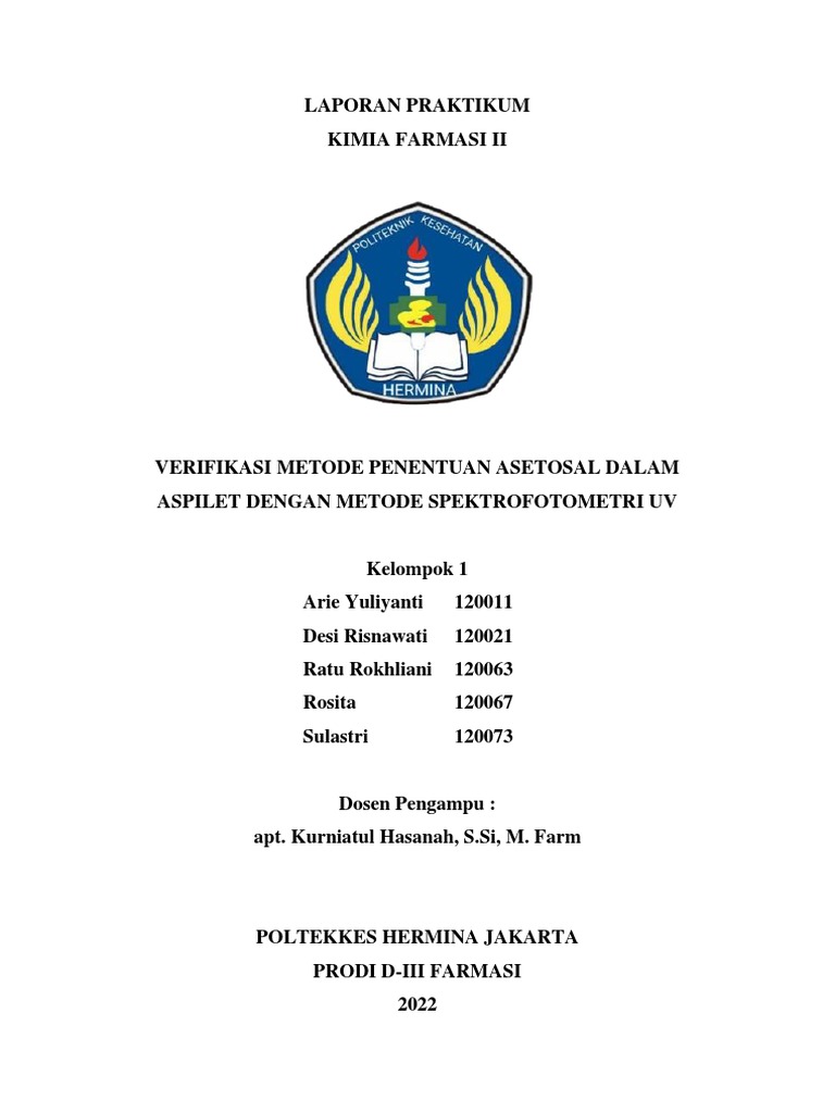 Kelompok 1 - Laporan Praktikum Kimia Farmasi Ii - Acetosal | PDF