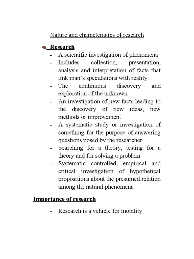 Nature and Characteristics of Research | PDF | Statistics | Methodology