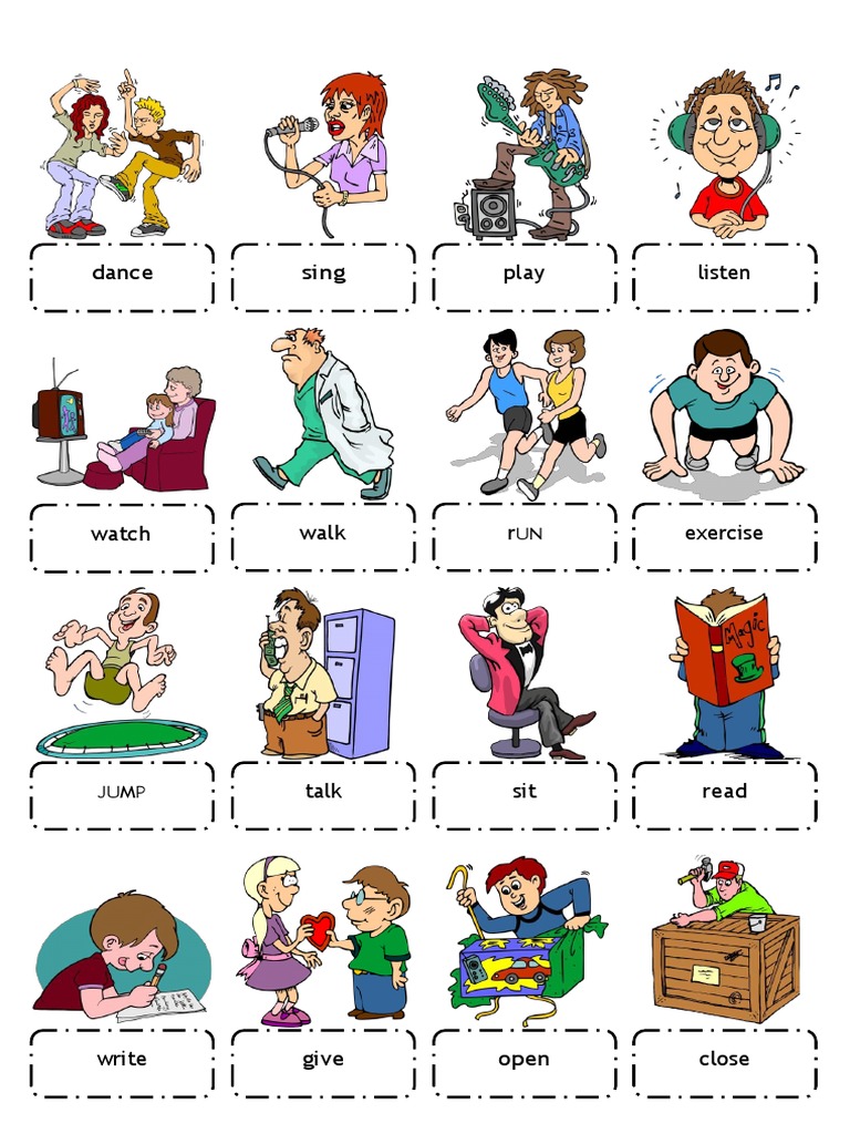 Action Verbs Picture Compilation | PDF