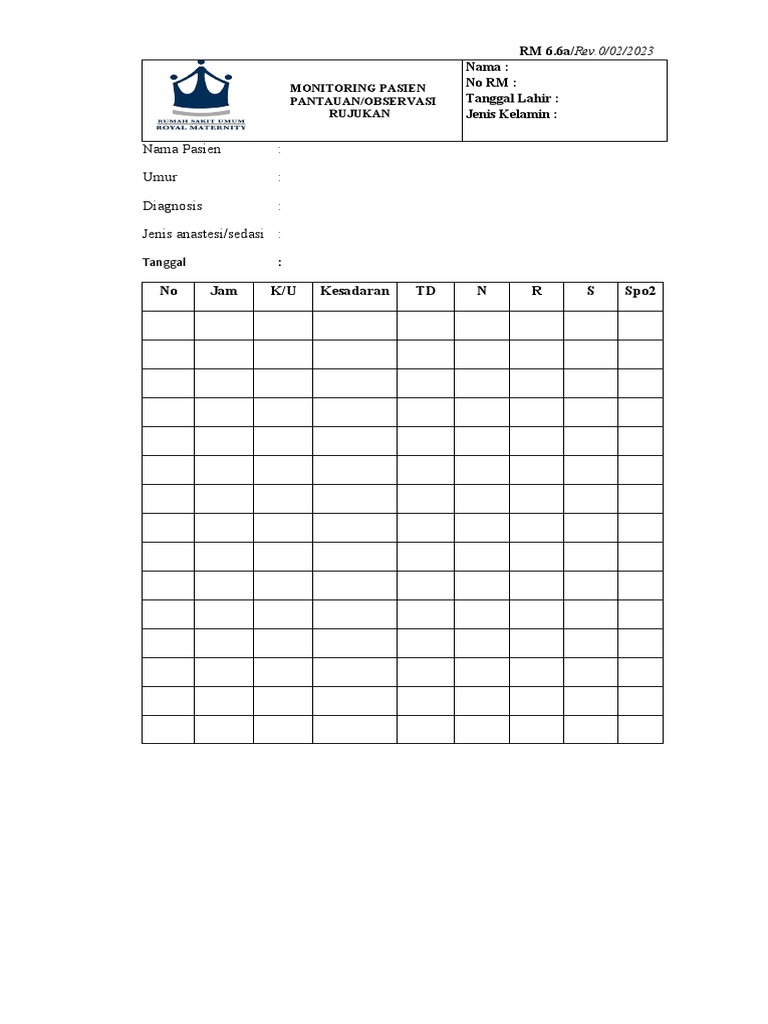 RM 6.6a Form Monitoring Pasien Observasi Rujukan | PDF