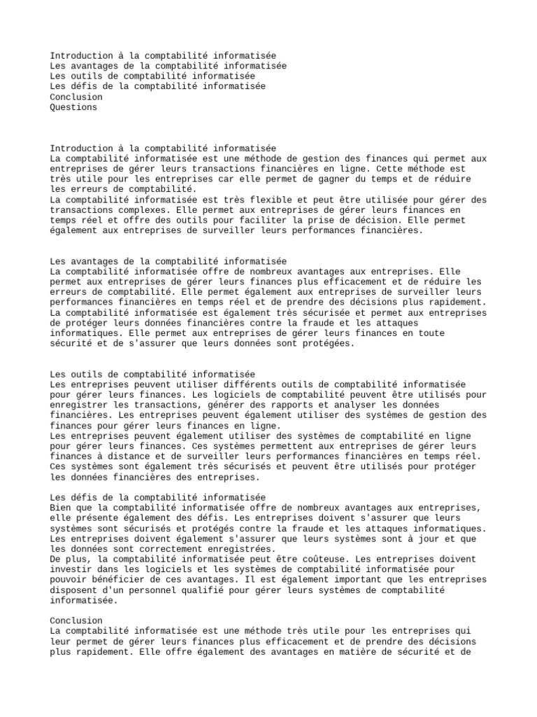 Résumé de La Compta. Informatisé | PDF | Comptabilité | Sécurité des systèmes d'information