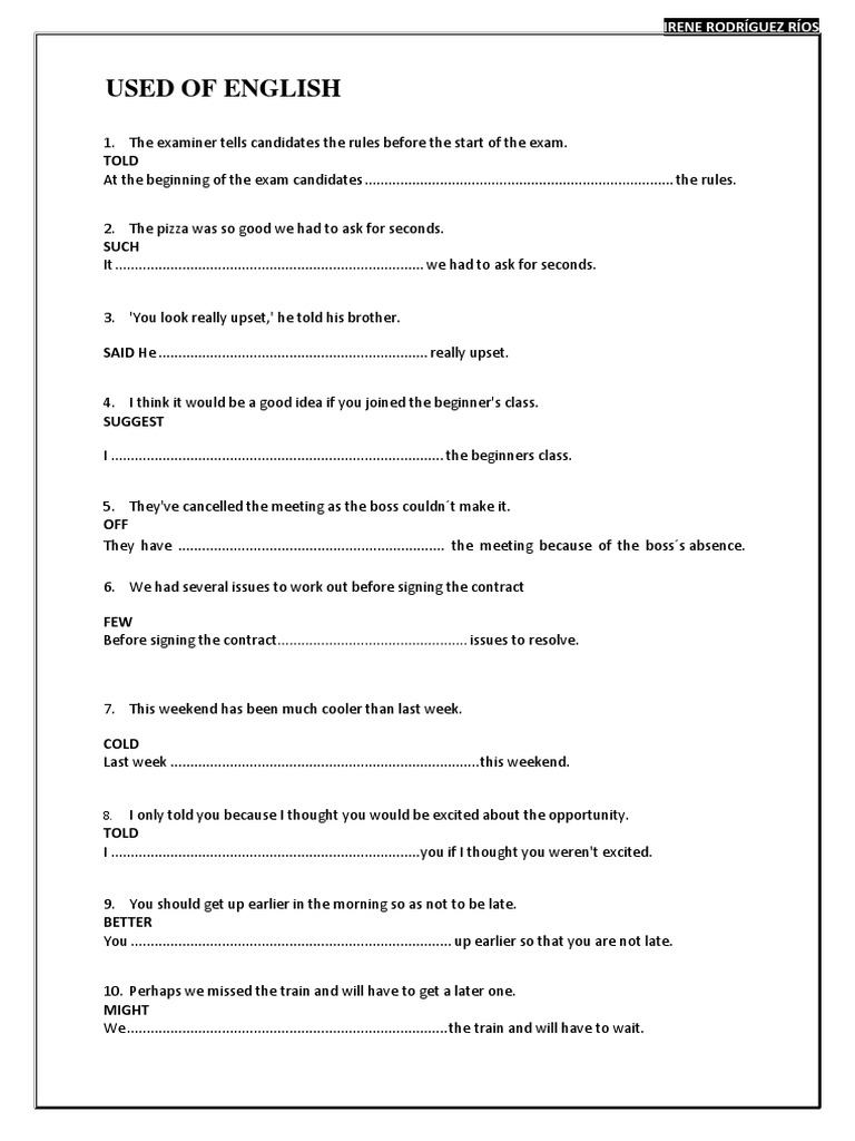 Rephrasing Practice | PDF