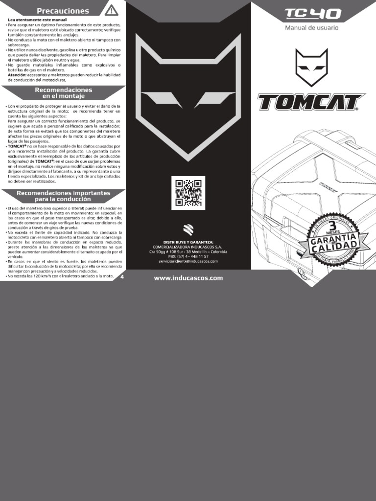 Manual TOMCAT 40 Litros | PDF