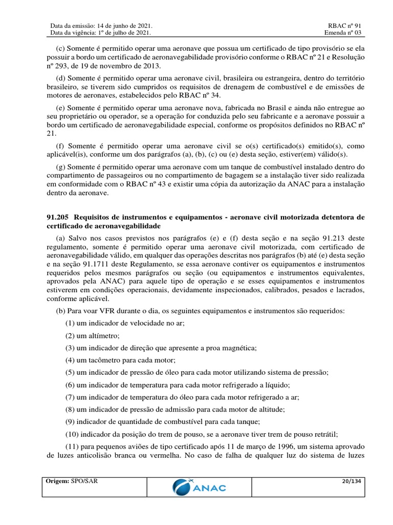 Rbac 91 Emd 03 | PDF | Aeronave | Voo