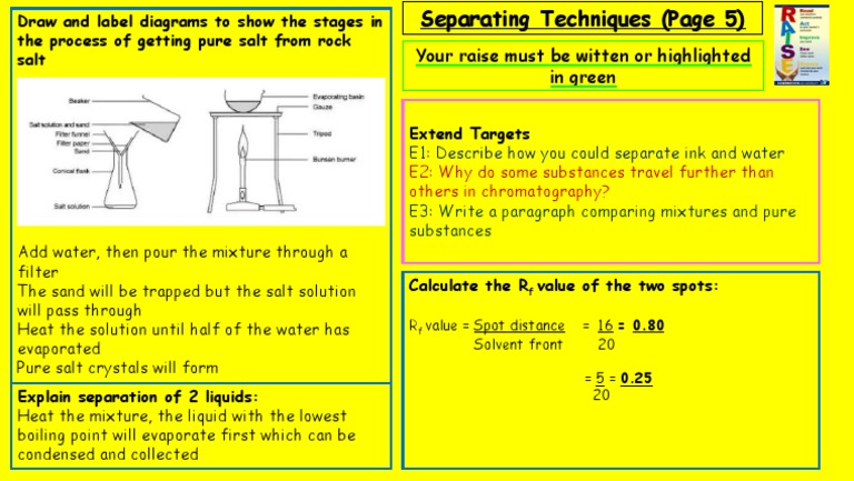 Y7 Homework RAISE Separating Techniques | PDF