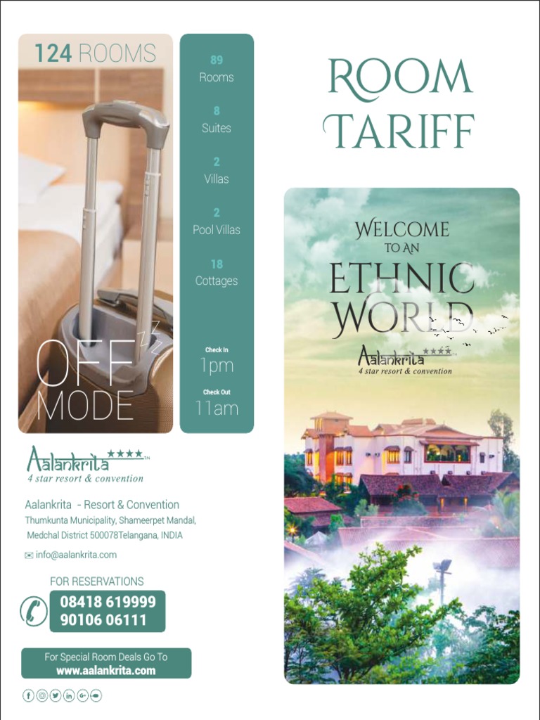 Room Tariff@Aalankrita | PDF | Hospitality Industry