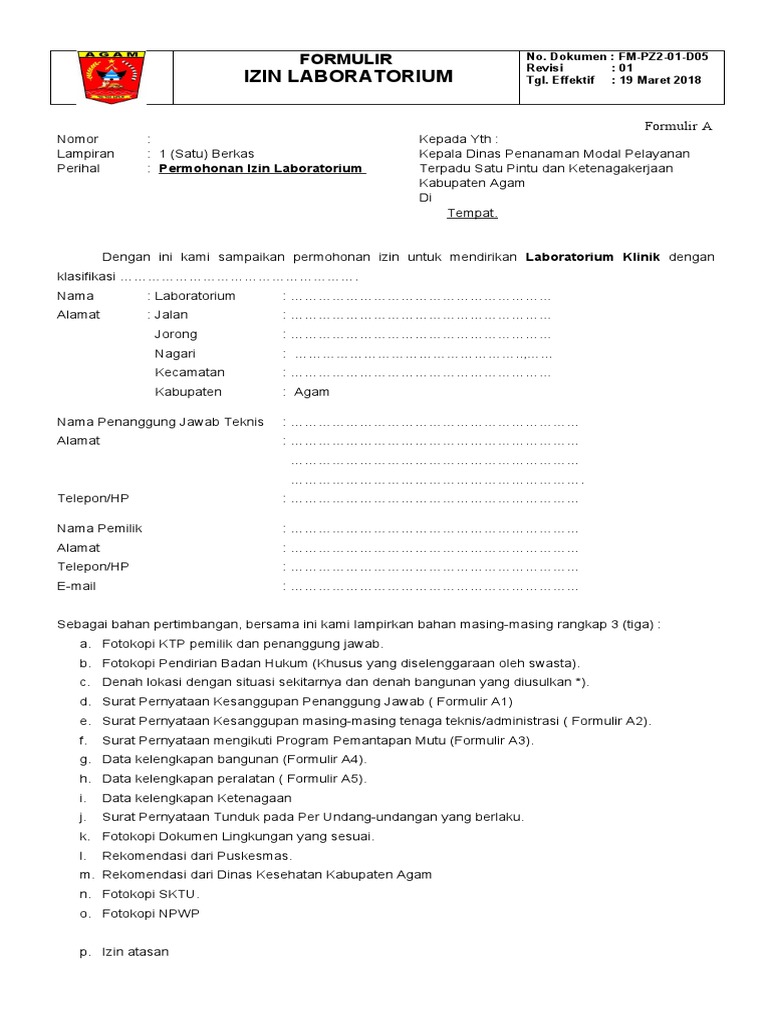 02 Formulir Laboratorium | PDF