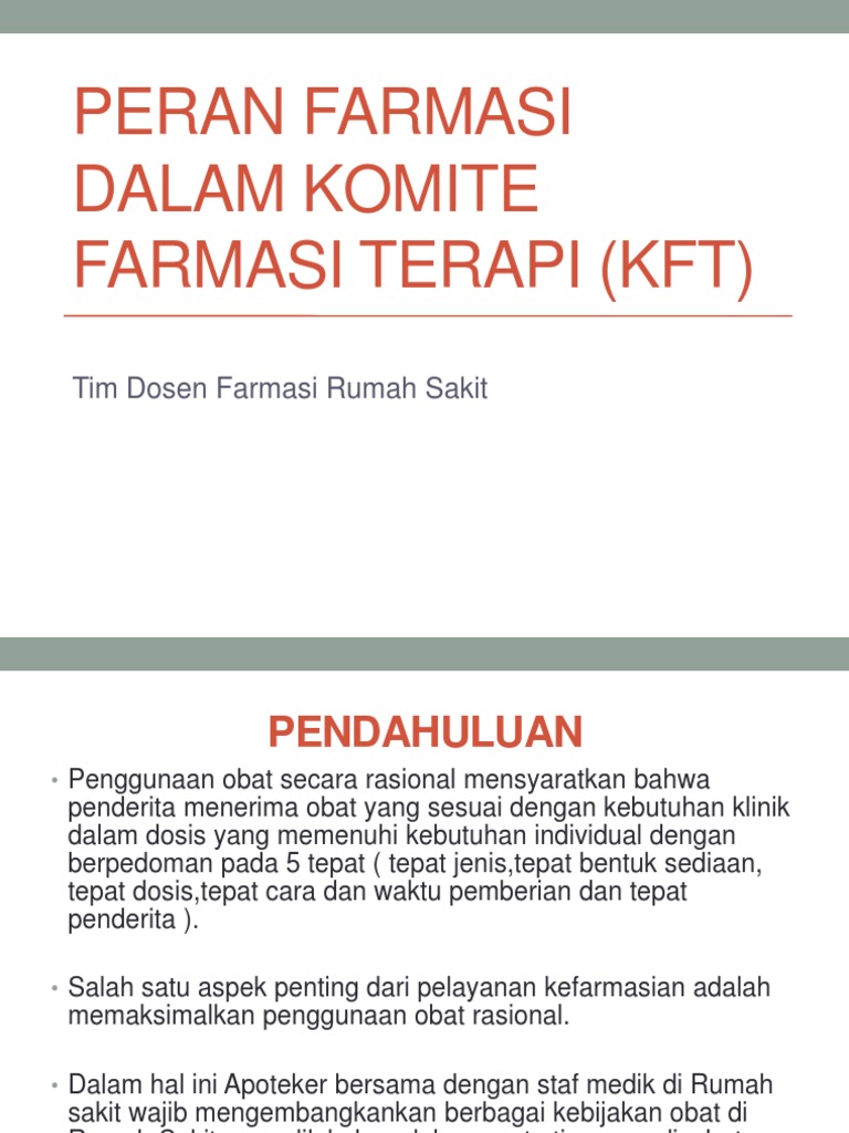 P4. Peran Farmasi Dalam Komite Farmasi Terapi (KFT | PDF