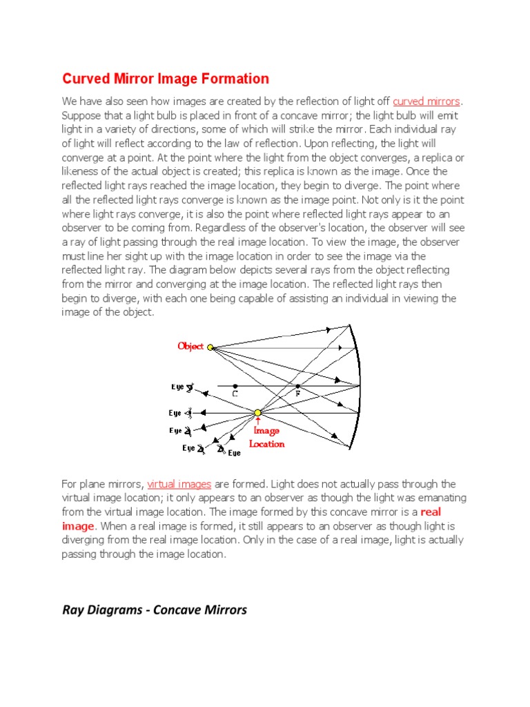 Curved Mirror Image Formation | PDF | Mirror | Reflection (Physics)