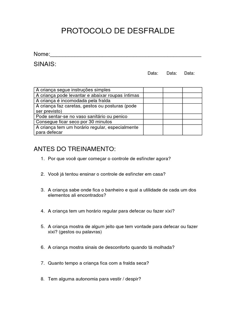 Protocolo de Desfralde | PDF | Banheiro | Roupas