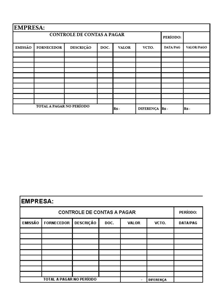 Planilha de Contas a Pagar | PDF