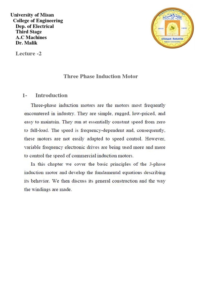 Induction Motor Lesson | PDF | Electric Motor | Magnetic Devices