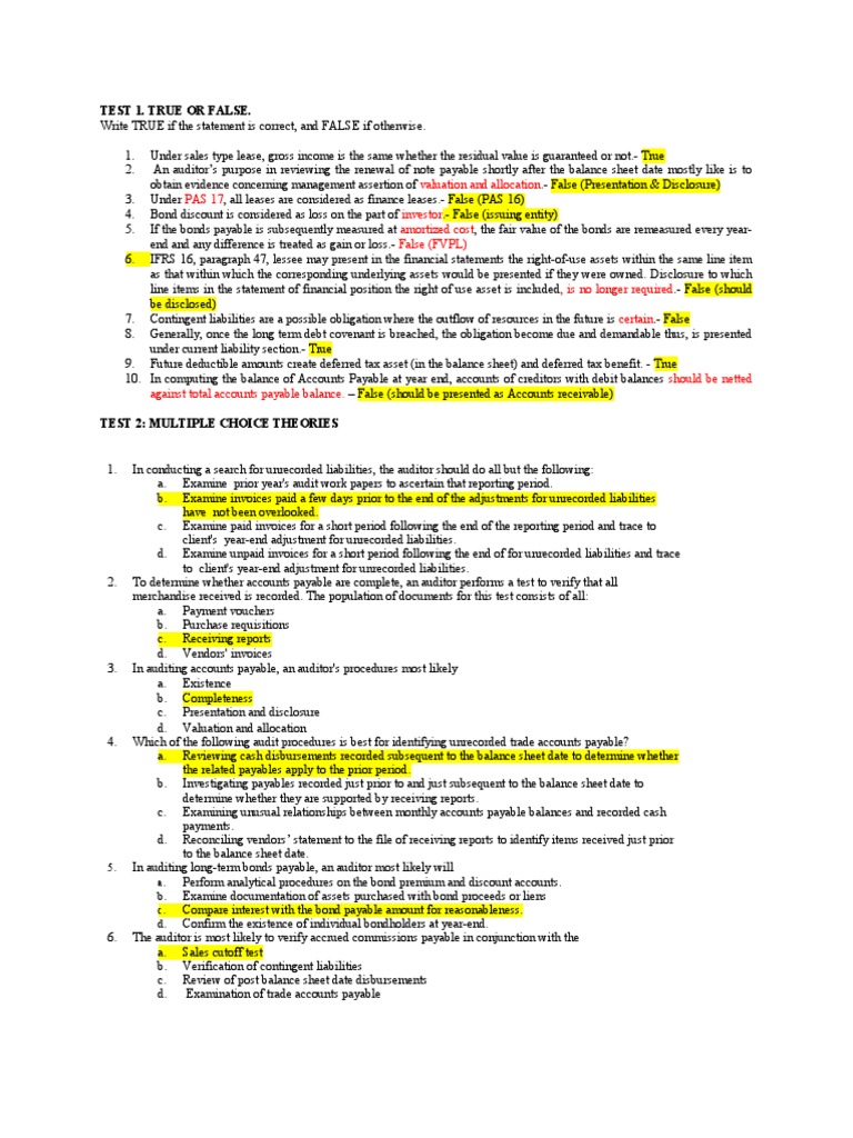 Quiz Solutions | PDF | Accounts Payable | Balance Sheet