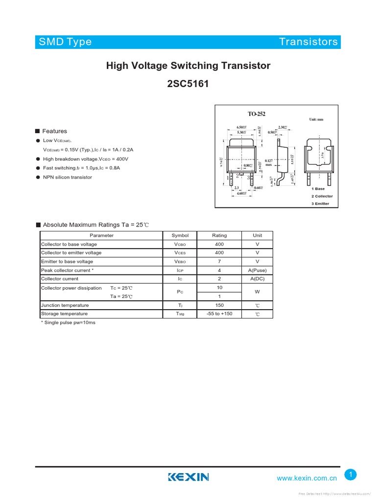 Datasheet | PDF | Bipolar Junction Transistor | Electrical Engineering