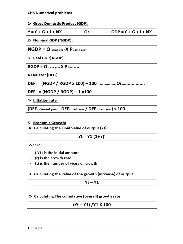 CH3 Numerical Problems | PDF | Gross Domestic Product | Real Gross Domestic Product
