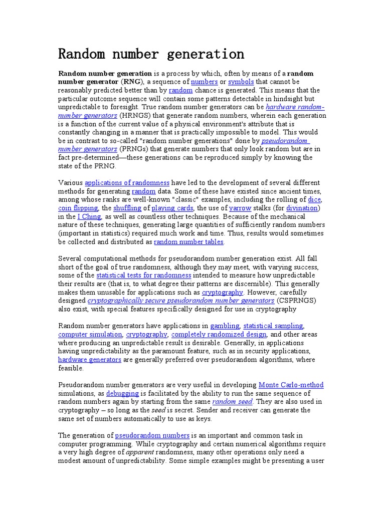 Understanding Random Number Generation | PDF | Randomness | Applied Mathematics